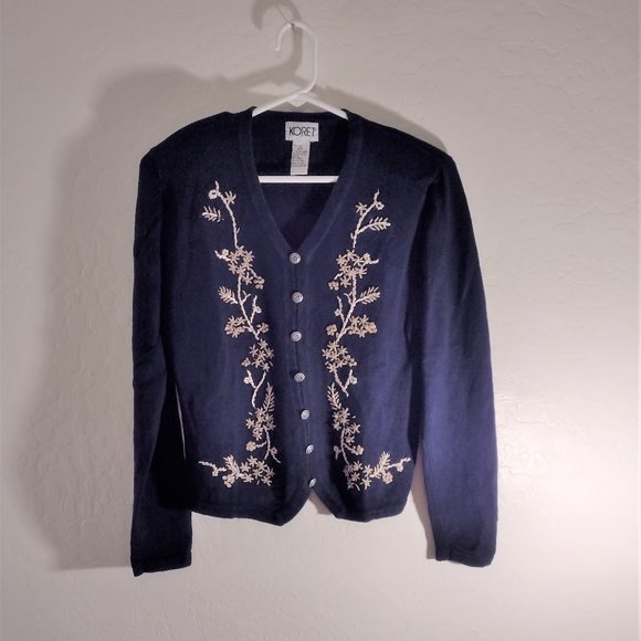 Koret | Sweaters | Womens Navy Blue Knit Sweater W Light Padded ...